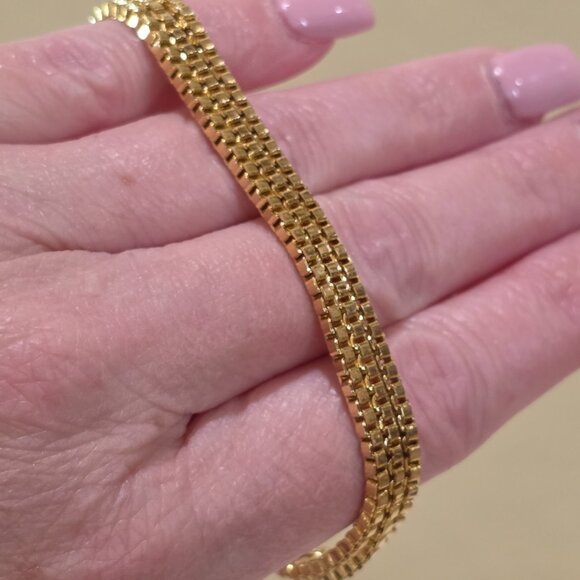 Monet | Jewelry | Vintage Monet Gold Box Chain 3 Strand Box Clasp ...